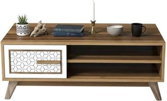 Dmora Couchtisch Lesath 105x60x38,2 cm Braun, 3 F&auml;cher