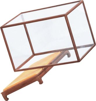 DOITOOL Antike Transparente Holzvitrine 17X12X12cm Staubdicht für Modellaufbewahrung und Bastelbedarf