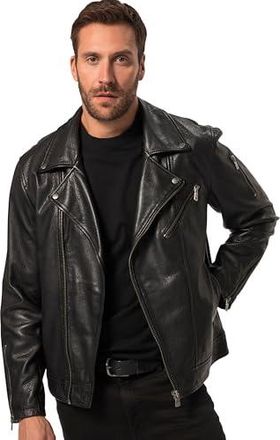 JP1880 Hommes Grandes Tailles L-8XL Perfecto en Cuir Nappa dagneau raffiné Noir 7XL 830586100-7XL