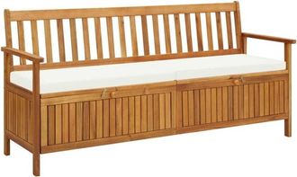 vidaXL Vidaxl - Banc de rangement avec coussin 170 cm Bois dacacia solide