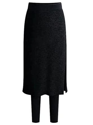 ORANDESIGNE Femmes R&eacute;tro Jupe Midi Filles Crayon Vintage &Eacute;lasticit&eacute; Jupe Mi-Longue Taille Haute en Patchwork Jupe Pliss&eacute;e Culotte Automne Hiver A Noir L