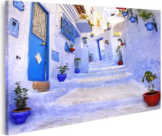 Islandburner Prime Bild auf Leinwand Straße Blaue Stadt Chefchaouen Marokko Medina Chaouen Bilder Wandbilder Poster