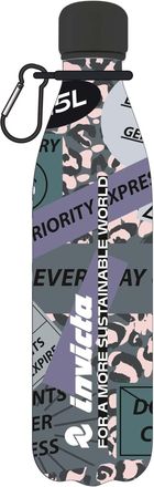 Invicta Trinkflasche, Thermoflasche,Wasserflasche, 500 ml, BPA-Frei, Schule und Sport, schwarz/grau