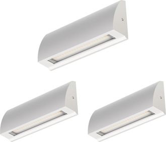 LEDs Com 3 Stück LED Wandleuchte/Treppenlicht SEGIN für außen, IP54, flach, Downlight matt, eckig, 6,2 W, 566lm, warmweiß
