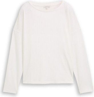 Tom Tailor Langarmshirt T-Shirt Loose Fit Langarmshirt mit Rippstruktur