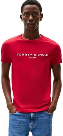 Tommy Hilfiger T-Shirt Manches Courtes Homme Slim Fit, Rouge (Medium Red), XS