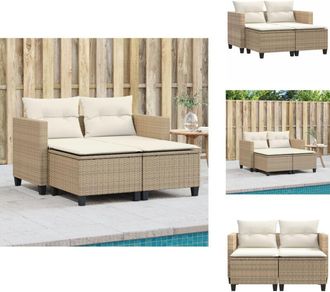 vidaXL Gartensofa 2-Sitzer mit Hockern Beige Poly Rattan - Gartensofa - Outdoor M&ouml;bel - Gartenm&ouml;bel - Rattanm&ouml;bel - Lounge Set