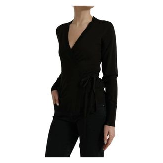 Dolce & Gabbana Wickelstrickoberteil - - Knitwear - Damen - Schwarzk - M