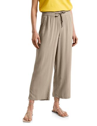 Street One Damen 3716099 Wide Leg Hose, Buff Grey, 34