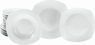 CREATABLE CreaTable, 20570, Serie Amelie Weiss, 18-teiliges Geschirrset für 6 Personen, Teller Set aus Porzellan, spülmaschinen- und mikrowellengeeignet, Qualit