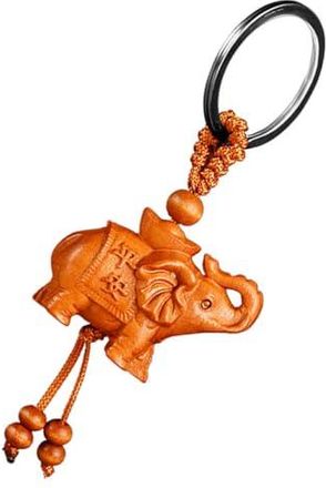 Holibanna Porte-Cl&eacute;s &Eacute;l&eacute;phant en Bois de P&ecirc;cher Sculpt&eacute; Pendentif D&eacute;coratif Porte-Cl&eacute;s &agrave; Dos Accessoire L&eacute;ger et Compact pour Paquet &agrave; Dos et D&eacute;coration de Cl&eacute;s