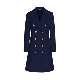 Loro Piana Femme, Manteaux, Bleu, Taille: 36 FR Manteau crois&eacute; chef-doeuvre de tissu
