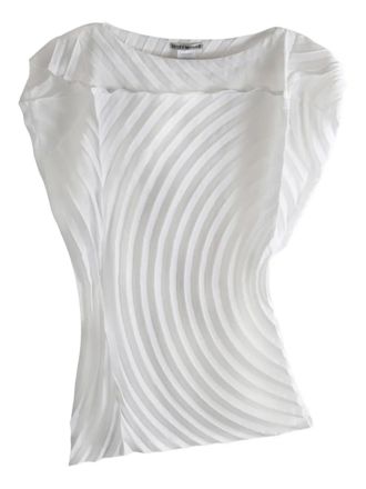 Issey Miyake Paper Bag Pleats curved top - Blanc