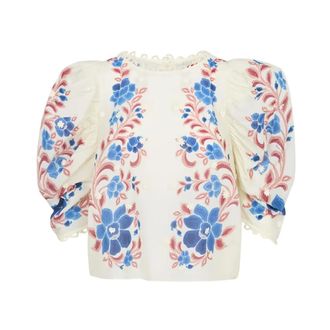 Farm Rio Farm Rio, Femme, Blouses et Chemises, Multicolore, Taille: 40 FR Chemisier Fleuri Renata