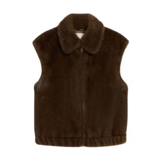 iBlues Iblepoche Fluffy Gilet - - Jackets - Damen - Braun - L