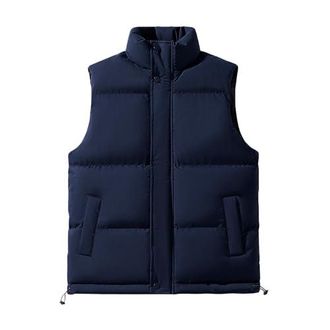 Generic Veste dhiver surdimensionn&eacute;e sans manches pour homme, d&eacute;contract&eacute;e, l&eacute;g&egrave;re, multicolore, col montant, chaud, avec poches, noir fonc&eacute;, 8XL