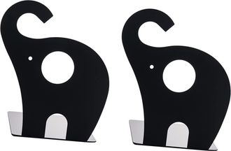 Angoily Buchständer Metall Elefanten Buchstützen Paar Schwarz rutschfest Schreibtisch Büro Zubehör