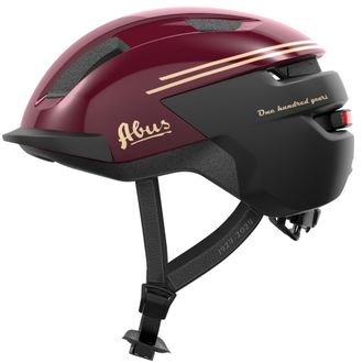 ABUS Fahrradhelm Purl-Y ACE mit LED-Licht - Fahrten auf E-Bike und S-Pedelec - NTA-Schutzhelm f&uuml;r Erwachsene und Jugendliche - 100 Jahr Edition - Rot, Gr&ouml;&szlig;