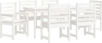 vidaXL 7-tlg. Garten-Essgruppe Wei&szlig; Massivholz Kiefer Vidaxl
