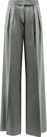 Max Mara Femme, Pantalons, Vert, Taille: 40 FR Pantalon ample en laine et soie