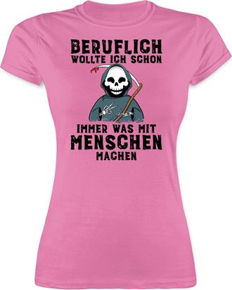Shirtracer Shirt Damen - Spr&uuml;che Statement Spruch - Beruflich wollte ich Schon Immer was mit Menschen Machen - XL - Rosa - spa&szlig; Tshirt spruchshirts sprueche sens