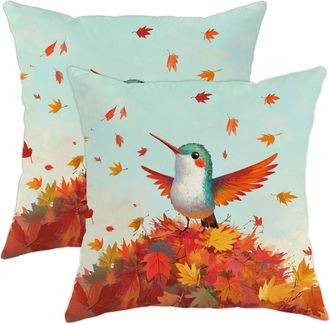 Generic Niedlicher Herbstkolibri Sofakissenbezug Modern Zierkissenbezug Komfort Zierkissenbez&uuml;ge F&uuml;r Schlafzimmer Sofa Hotel 45X45Cm 2Er Set