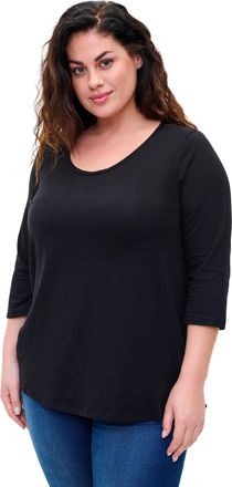 Zizzi Damen Große Größen T-Shirt Baumwolle 3/4-Ärmel Gr. Gr XXXL Black