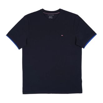 Tommy Hilfiger Baumwoll-T-Shirt mit blauen B&uuml;ndchen - - Tops - Herren - Blau - XS