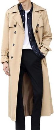 Generic Manteau Homme Hiver,Mens Anoraks - Trench-coat noir long &agrave; double boutonnage pattes d&eacute;paule et ceinture &eacute;l&eacute;gant et polyvalent pour hommes et femmes (K