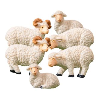 Aboofan Miniatur Schaffigur 6 St&uuml;ck Wetterfest Wei&szlig;e Schafdeko Aus Robustem Kunstharz F&uuml;r Gartendekoration B&uuml;ro Und Miniatur Landschaft Geschenkidee F&uuml;r Tierf