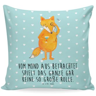 Mr. & Mrs. Panda 40 x 40 Kissen Fuchs Lord - Geschenk, Kissenh&uuml;lle, neugierig, Sofakissen, Probleml&ouml;sung, sitzkissen, sofakissen, tr&ouml;stende Worte
