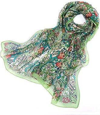 SIGNARE &Eacute;charpe pour femme 100% soie l&eacute;g&egrave;re et douce avec motif William Morris (lys dor&eacute;)