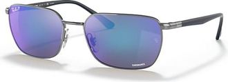 Ray-Ban Rb3684ch Chromance Sonnenbrillen Blau Fassung Grau Glas Polarisiert 58-18