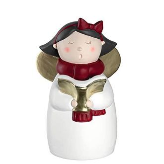 Leonardo Natale Weihnachtsengel 1 Stück, singende Weihnachts-Figur Xmas, festliches Geschenk, Weihnachtsdekoration, weiß rot gold, 27 cm, 034862