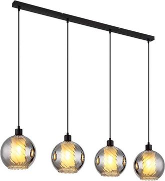 Globo Lighting H&auml;ngeleuchte Pendelleuchte Deckenleuchte schwarz Glaskugel rauchfarben L 110 cm