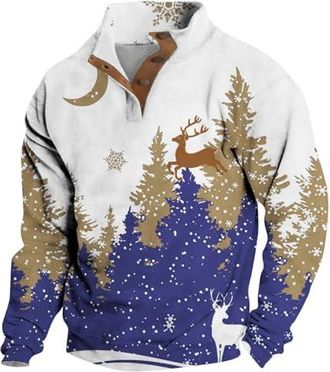 Generic Pull de Noël pour homme avec imprimé Père Noël amusant 3DD - Sweat de Noël surdimensionné fantaisie à col rond et manches longues - Pull hilarant pour