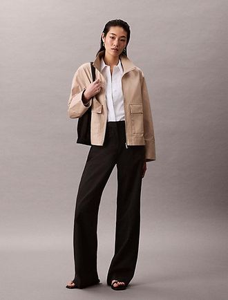 Calvin Klein Kurze Jacke Aus Baumwoll-mix - White Pepper - Damen - M