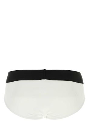 Palm Angels Mens White Stretch Cotton Brief Set Whiteblack Intimo Underwear