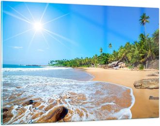 Arttor Wandbilder Dekoration Wohnzimmer Insel Landschaft Maledivie Freiheit Bilder auf Glas 120x80cm Glasbild Schlafzimmer K&uuml;che Deko Wand Kunstdruck Art Gro