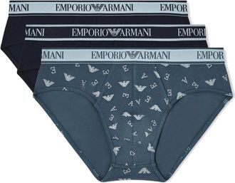 Emporio Armani Homme, Sous-v&ecirc;tements, Bleu, Taille: 2XL Lot de trois slips avec ceinture &agrave; logo Core