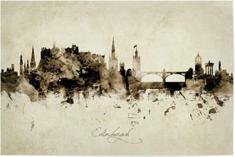 artboxONE Poster 30x20 cm Städte Edinburgh Scotland Skyline Sepia - Bild Edinburgh Edinburgh Painting