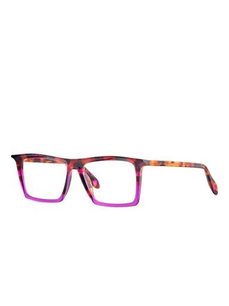 Theo Eyewear Brille mit eckigem Gestell - 008 Brown Dalmatian/ Transparent Purple