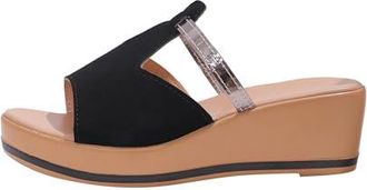 Generic Cocila Sandales Femmes Confort De Plage &agrave; Talons Inclin&eacute;S Pour Femmes, Pantoufles Creuses D&eacute;Contract&eacute;Es, Chaussures Fond Inclin&eacute;, R&eacute;Tro Sandale Femmes
