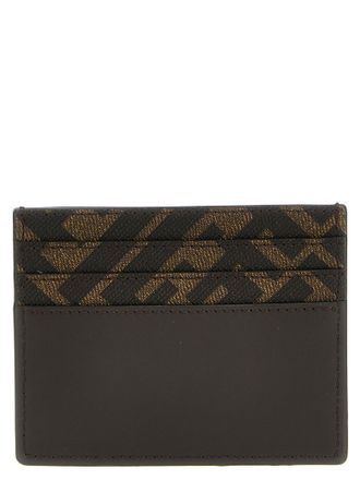 Fendi FF Logo Canvas & Leather Card Case - Black