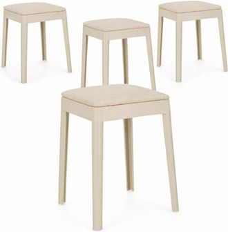 Les Tendances Lot de 4 tabourets dappoint empilables SCOOBY - Hauteur dassise 49cm-Beige