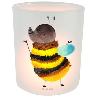 Mr. & Mrs. Panda Windlicht aus Glas Hummel flauschig - Geschenk, Windlicht Zur Hochzeit, Gute Laune, Tiere, Windlicht Kerze, lustige Spr&uuml;che