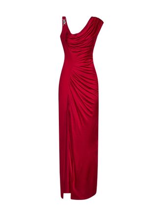 Versace Asymmetric Draped Dress - Red