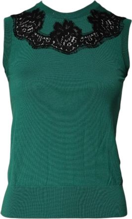Dolce & Gabbana Femme, Tops, Vert, Taille: 32 FR D&eacute;bardeur Ras du Cou