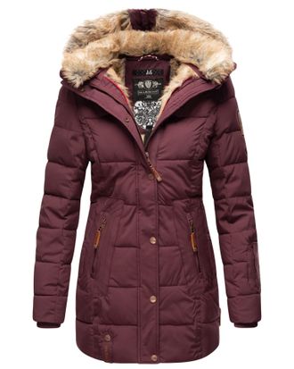 Marikoo Damen Winter Jacke Mantel Parka warm gef&uuml;tterte Winterjacke B817 [B817-Lieblings-Weinrot-Gr.S]