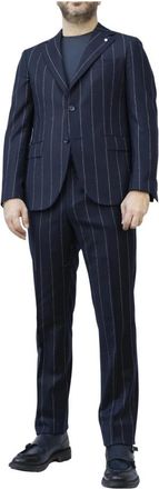 Luigi Bianchi Mantova Homme, Costumes, Bleu, Taille: M Abito monopetto gessato in lana